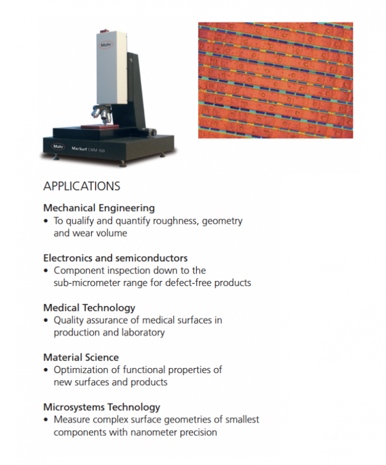 MarSurf CWM 100 | 3D Surface Measurement - Besmic Optic Industry